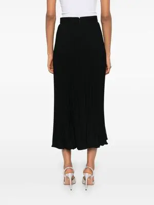 NISSA Lace-insert Pleated Midi Skirt