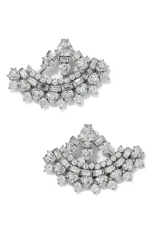 Nadri Luxor Fan Crystal Jacket Earrings - Rhodium