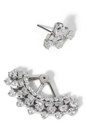 Nadri Luxor Fan Crystal Jacket Earrings - Rhodium