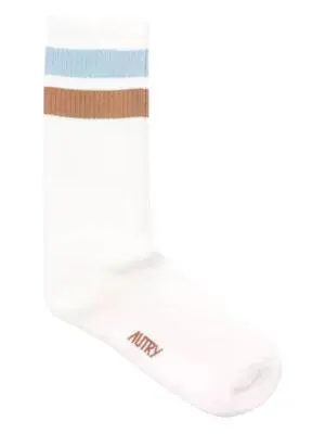 AUTRY Stripe-detail Crew Socks - White
