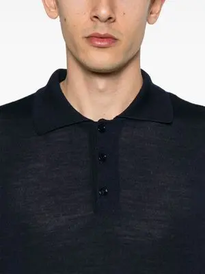 Ami Fine-knit Polo Shirt - Blue