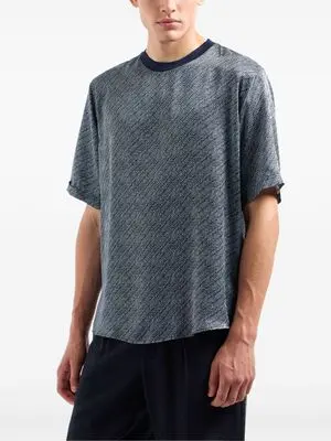 Giorgio Armani Chevron-print Silk T-shirt - Black