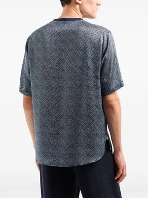 Giorgio Armani Chevron-print Silk T-shirt - Black