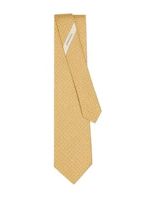 FERRAGAMO Square Gancini-print Silk Tie - Yellow
