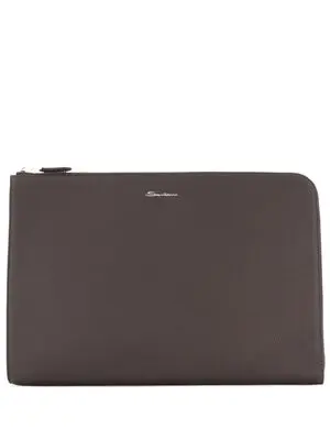 Santoni Logo-print Laptop Case - Brown