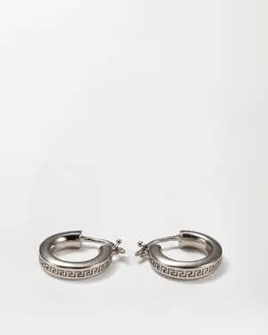 Versace Greca Motif Hoop Earrings - Silver