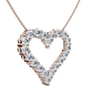 BLISS DIAMOND 1ct Lab Grown Diamond Heart Pendant Necklace - 14k Rose Gold