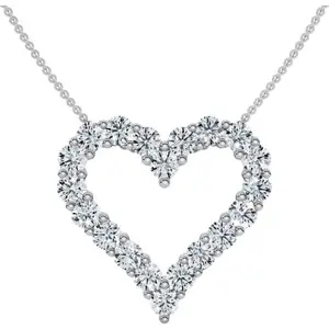 BLISS DIAMOND 1ct Lab Grown Diamond Heart Pendant Necklace - 14k White Gold
