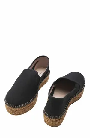 VISCATA Castell Canvas Espadrille Platforms - Black