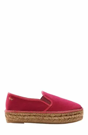 VISCATA Castell Canvas Espadrille Platforms Cherry