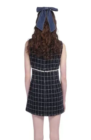 Anna Sui Windowpane Tweed Mini Dress