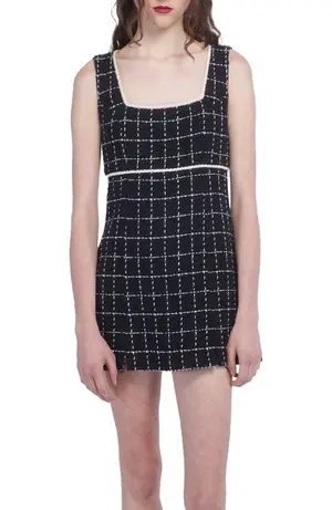 Anna Sui Windowpane Tweed Mini Dress