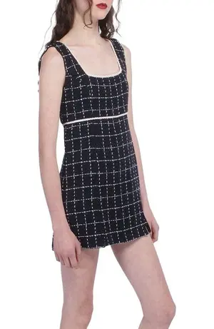 Anna Sui Windowpane Tweed Mini Dress