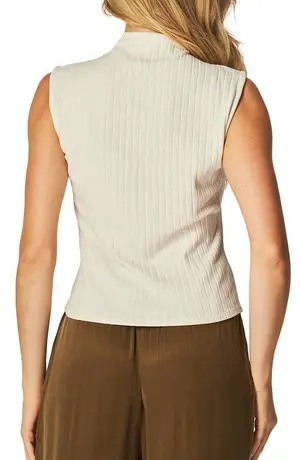 Bella Dahl Funnel Neck Rib Tank - Winter White