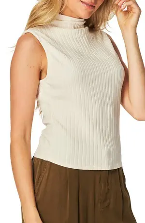 Bella Dahl Funnel Neck Rib Tank - Winter White