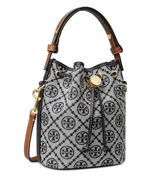 Tory Burch T Monogram Mini Bucket Bag - Navy