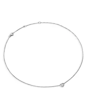 David Yurman Puffy Heart Pendant Necklace In Sterling With Diamonds, 7.8mm