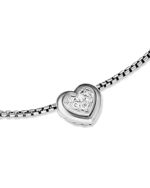 David Yurman Puffy Heart Pendant Necklace In Sterling With Diamonds, 7.8mm