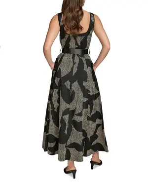 Donna Karan New York Printed Square Neck Maxi Dress