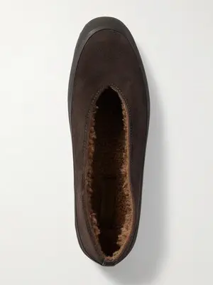 Le Monde Beryl Le Monde Beryle Shearling-lined Suede Ballet Flats - Brown