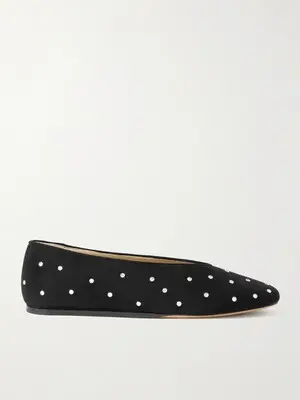 Le Monde Beryl Regency Crystal-embellished Suede Ballet Flats