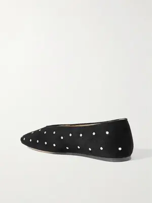 Le Monde Beryl Regency Crystal-embellished Suede Ballet Flats