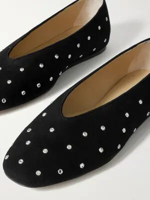 Le Monde Beryl Regency Crystal-embellished Suede Ballet Flats
