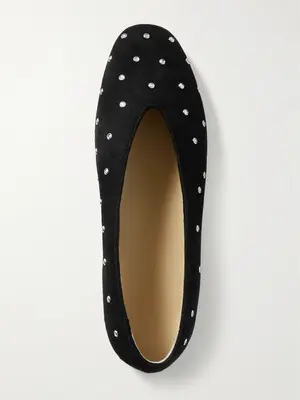 Le Monde Beryl Regency Crystal-embellished Suede Ballet Flats