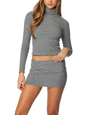 EDIKTED Leana Striped Turtleneck Top