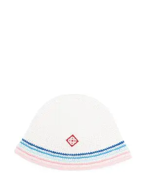 Casablanca Striped Crochet-knit Bucket Hat - White
