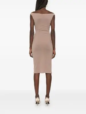 Magda Butrym Rose-appliqué Corset Midi Dress - Brown