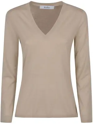 Max Mara V-neck Fine Knit Top - Neutrals