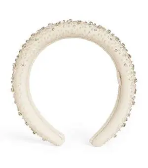 MAISON AVA Embellished Headband Ivory