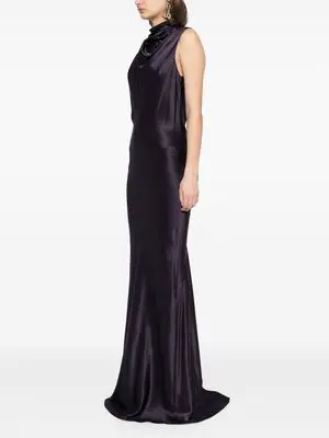Michelle Mason Ruffle Bias Gown - Purple