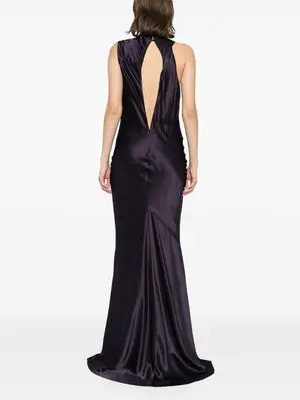 Michelle Mason Ruffle Bias Gown - Purple