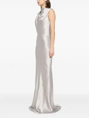 Michelle Mason Ruffle Bias Gown - Grey