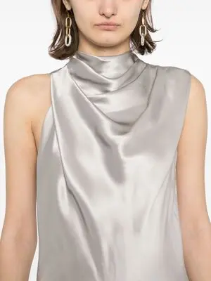Michelle Mason Ruffle Bias Gown - Grey