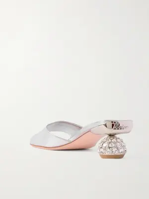 ROGER VIVIER Embellished Leather Mules - Silver