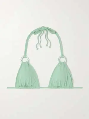 Marysia Marysia Del Mar Embellished Triangle Bikini Top Mint