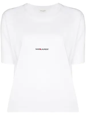 Saint Laurent Logo Cotton T Shirt - White