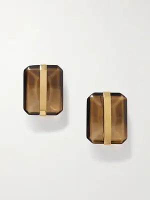 JIL SANDER Gold-tone And Resin Drop Earrings - Brown