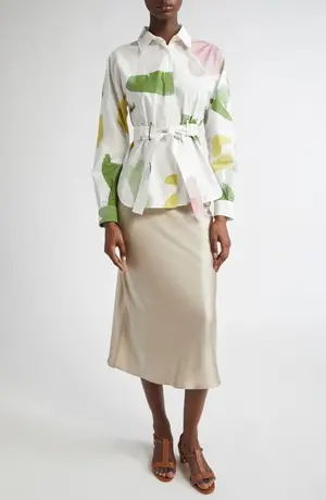 Max Mara Carnet Silk Satin Midi Skirt