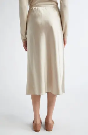Max Mara Carnet Silk Satin Midi Skirt