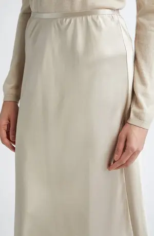 Max Mara Carnet Silk Satin Midi Skirt