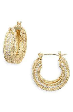 CHILD OF WILD Art Deco Pavé Hoop Earrings - Gold