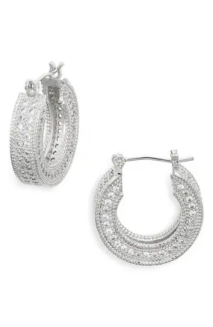 CHILD OF WILD Art Deco Pavé Hoop Earrings - Silver