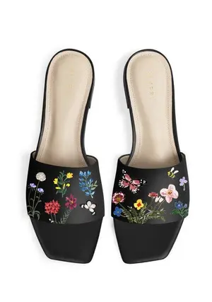 ALEPEL Leather Slide - Pressed Flowers