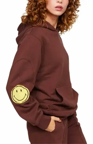 SAMII RYAN Smiley Oversized Hoodie Brown