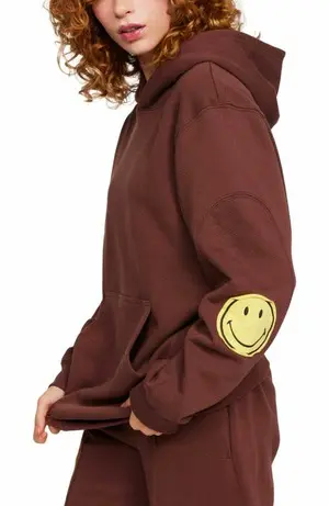 SAMII RYAN Smiley Oversized Hoodie - Brown