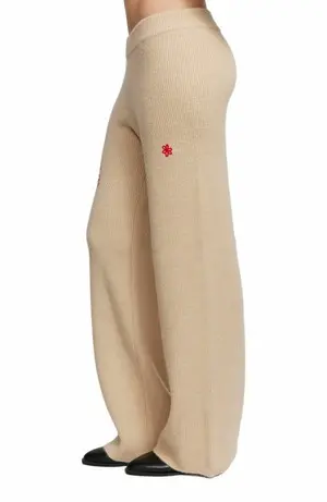 SAMII RYAN Knit Cupid Embroidered Wide Leg Pants